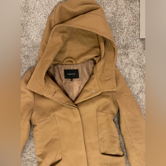 Babaton | Jackets & Coats | Babaton Tan Pea Coat With Hood | Poshmark